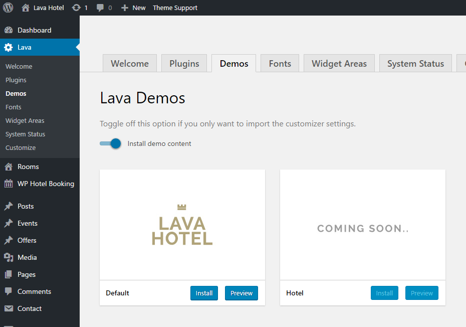 Demo Installation – Theme Spirit